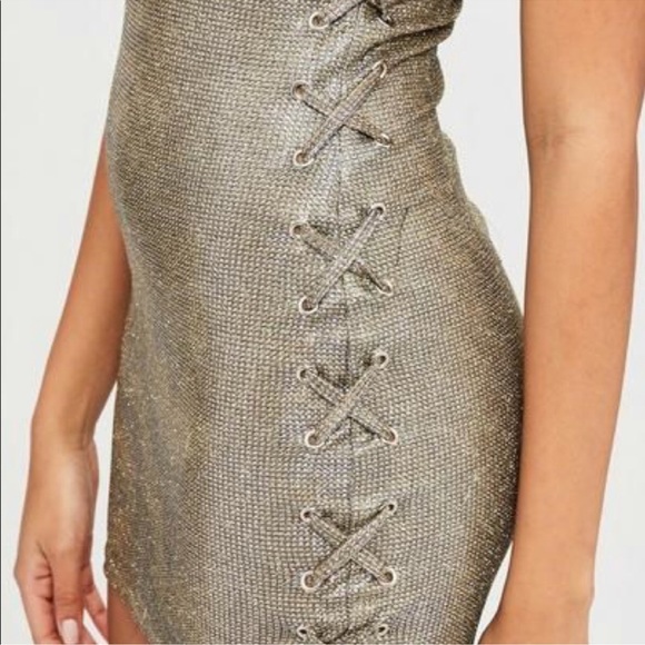 Missguided | Dresses | Nwt Carli Byble X Missguided Gold Metallic ...